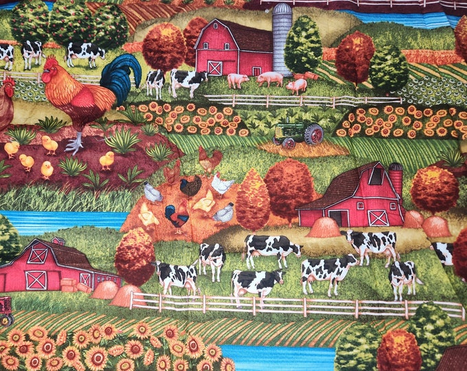 Farmhouse Fabric, Dairy Cow Fabric, Cow Fabric, Sunflower Fabric, Fall ...