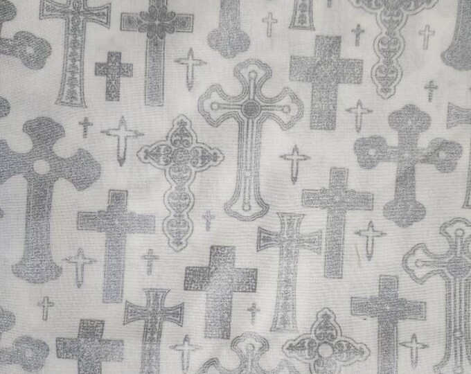 Cross Fabric, Silver Cross Fabric, Cotton Woven Cross Fabric, Quilting ...