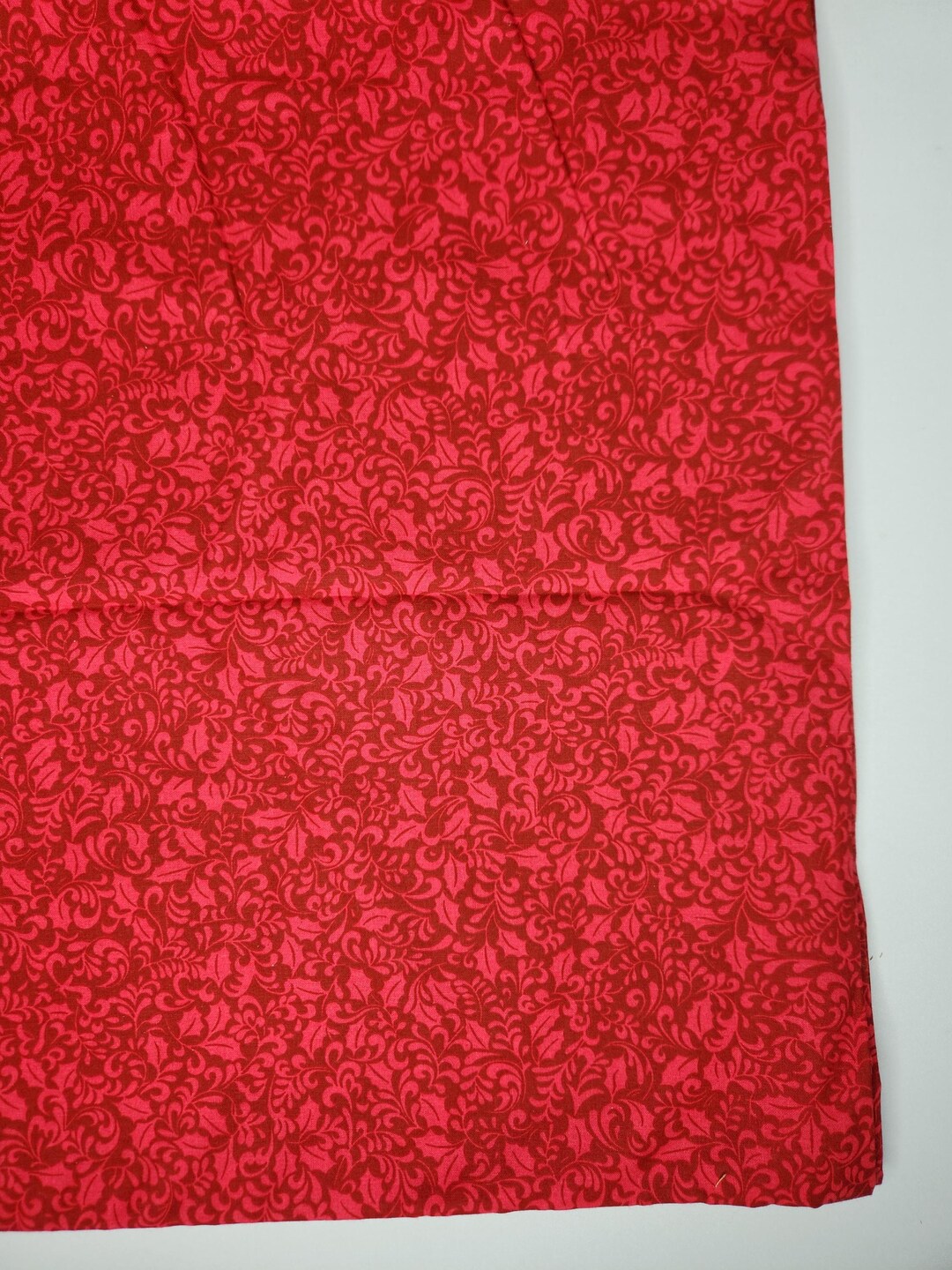 Vintage Red Calico Fabric, Red Cotton Fabric, Red Quilting Fabric, Red ...