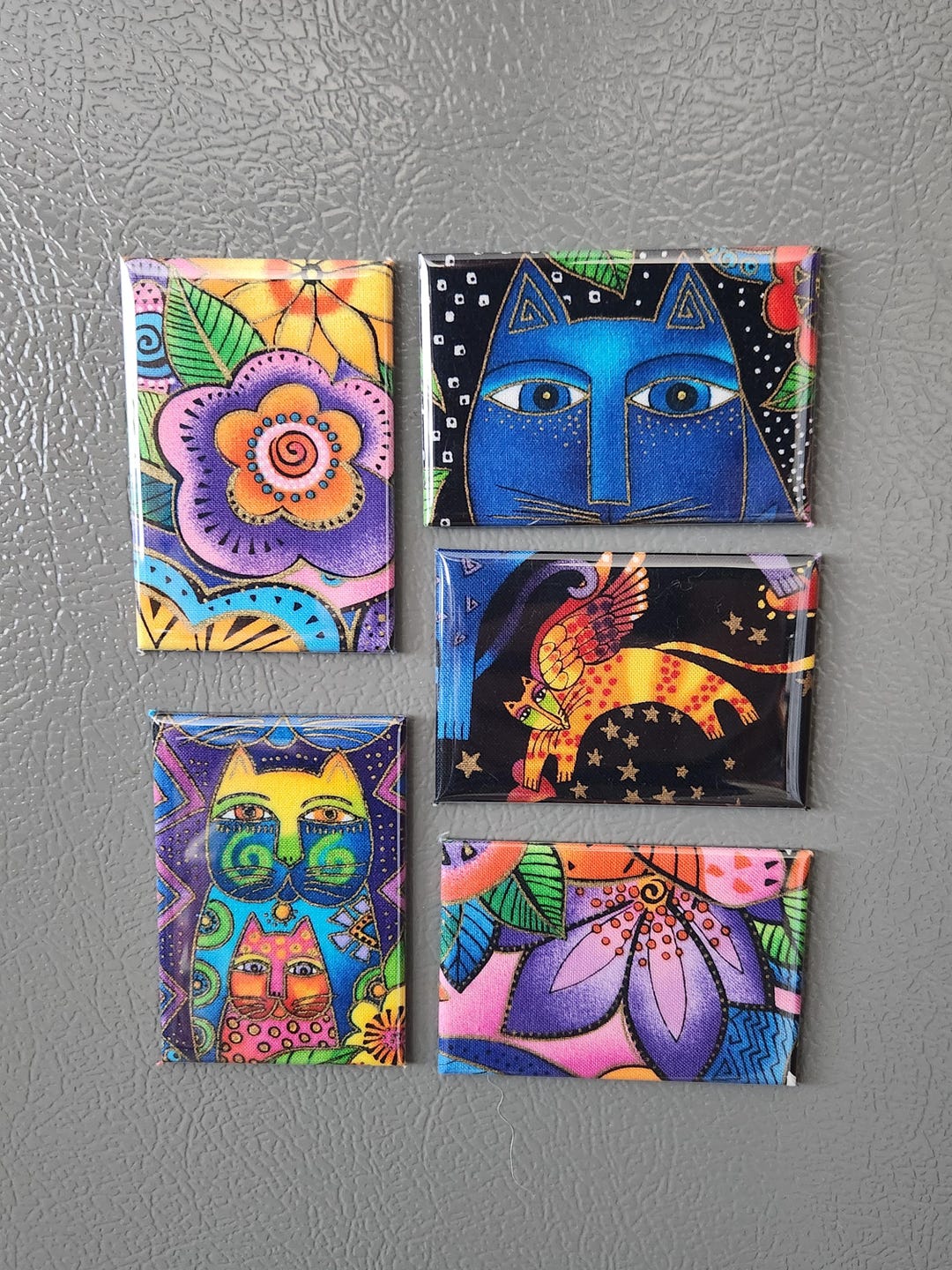Laurel Burch Cat Fabric Magnets, Custom Cat Magnets, Laurel Burch Cat ...