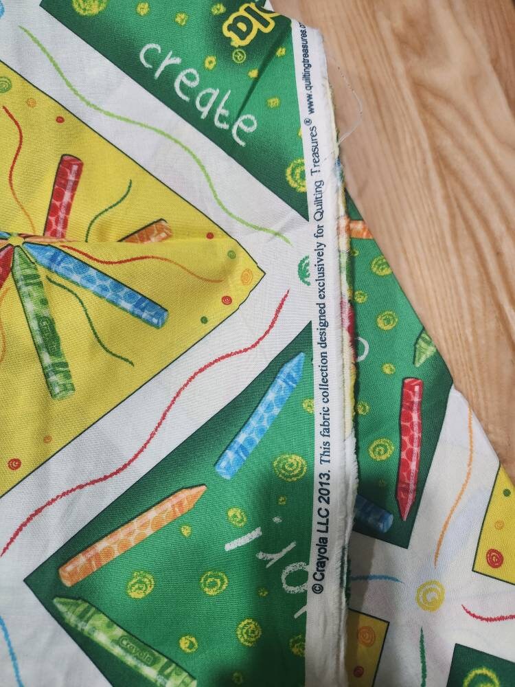 Crayola Crayon Fabric, Vintage Crayola Fabric, Cotton Woven School ...
