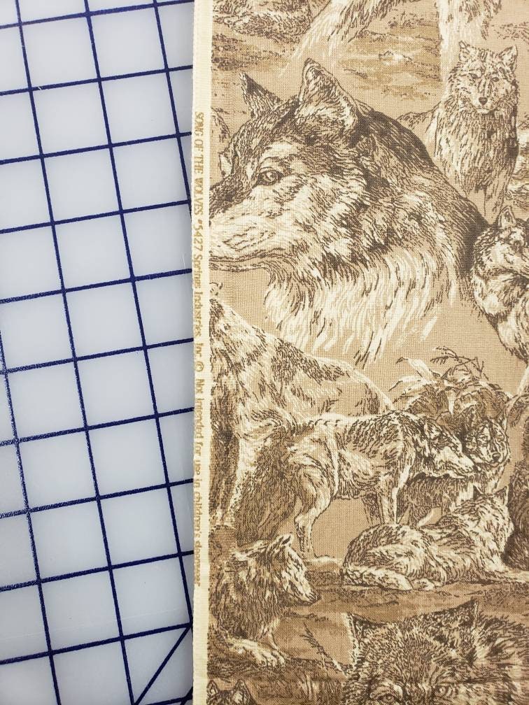 Cotton Wolf Fabric, Brown Wolf Fabric, Wolf Fabric, Wild Wolf Fabric ...