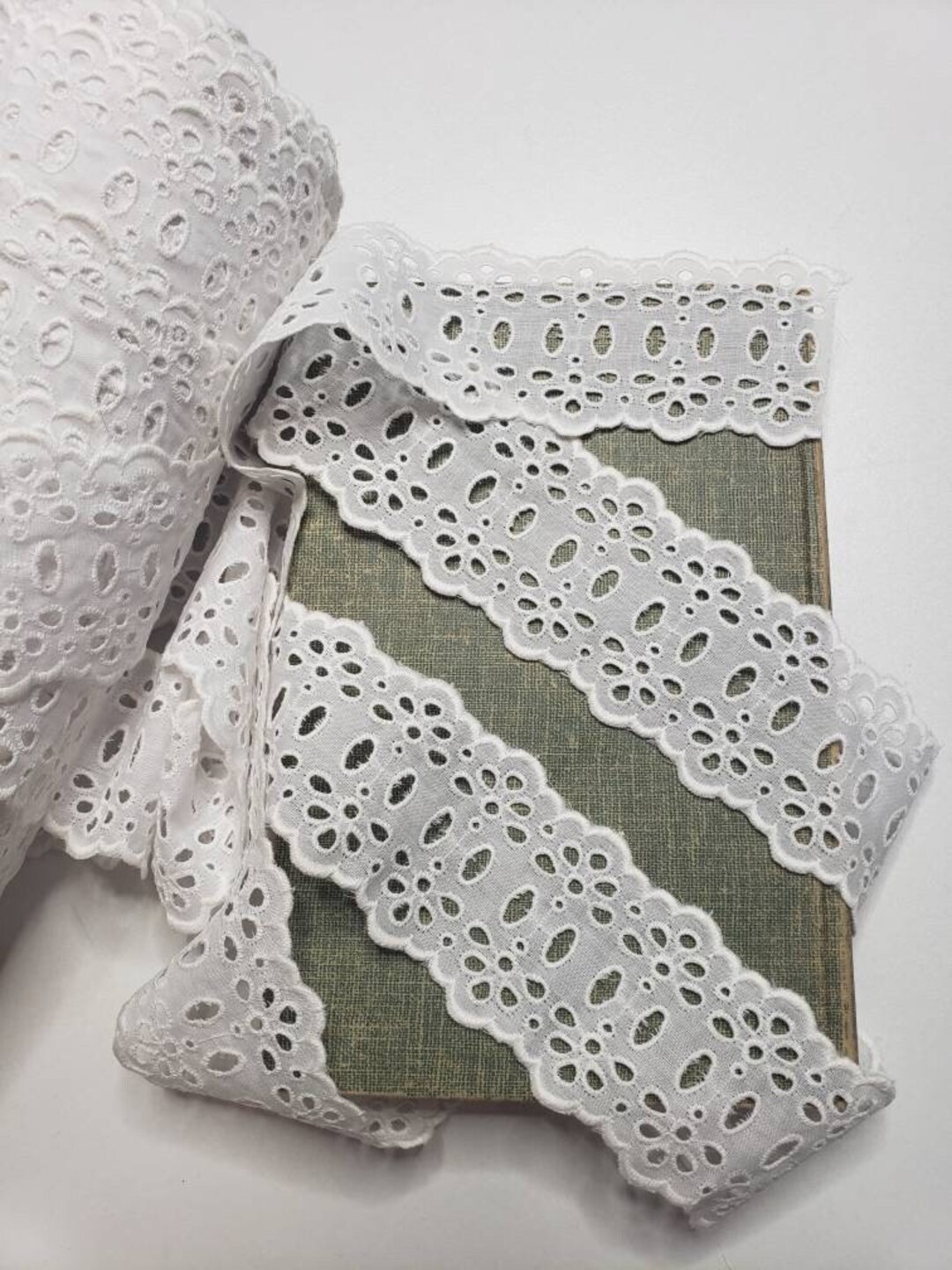White Eyelet Lace, White Eyelet Trim, White Embroidery Lace, Wide ...