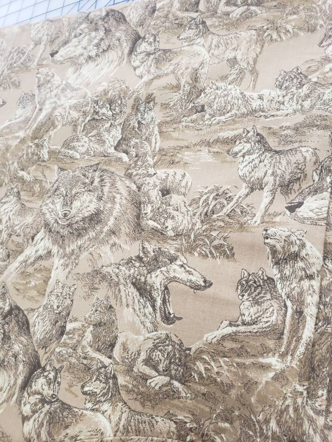 Cotton wolf fabric brown wolf fabric wolf fabric wild wolf | Etsy