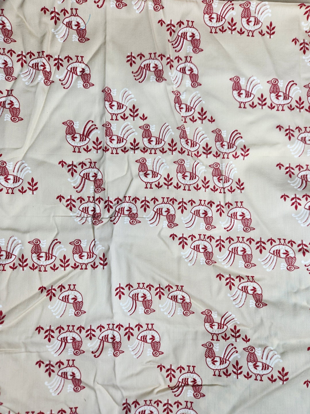 Rooster Chicken Fabric, Vintage Rooster Fabric, Small Rooster Fabric ...