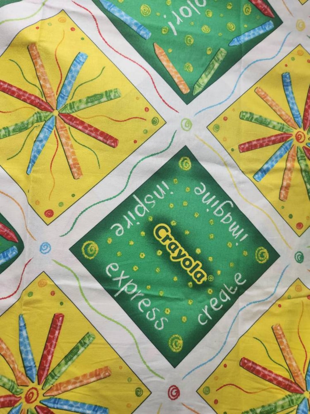 Crayola Crayon Fabric, Vintage Crayola Fabric, Cotton Woven School ...