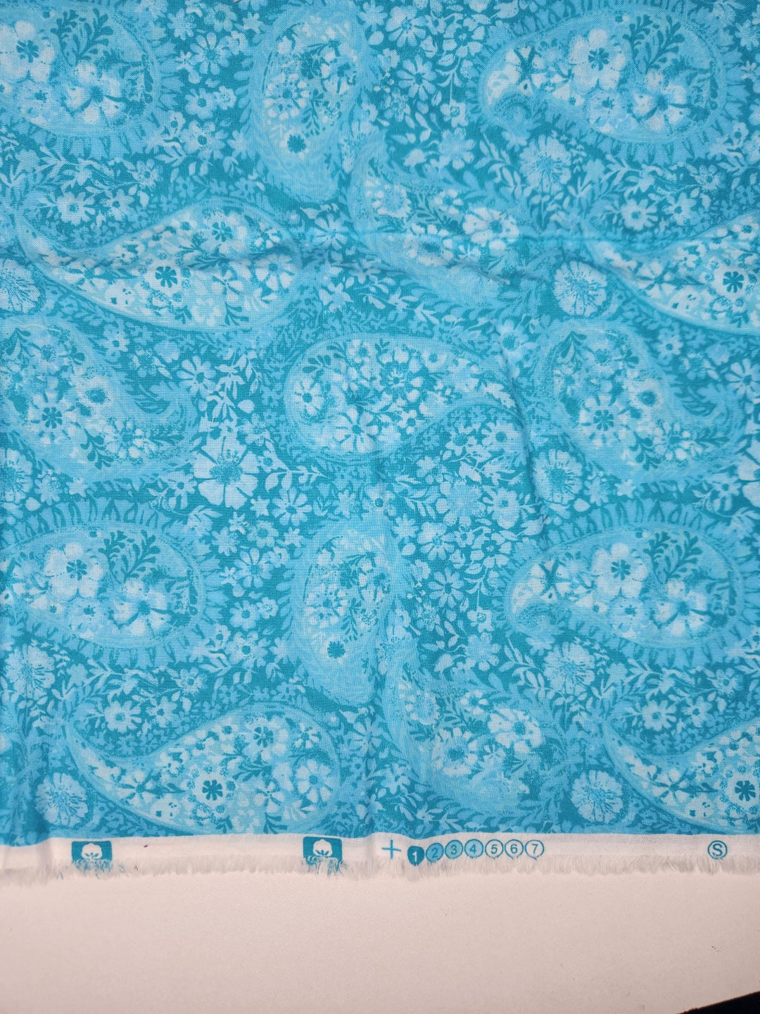 Blue Paisley Cotton Fabric, Blue Quilt Fabric, Blue Cotton Quilting ...