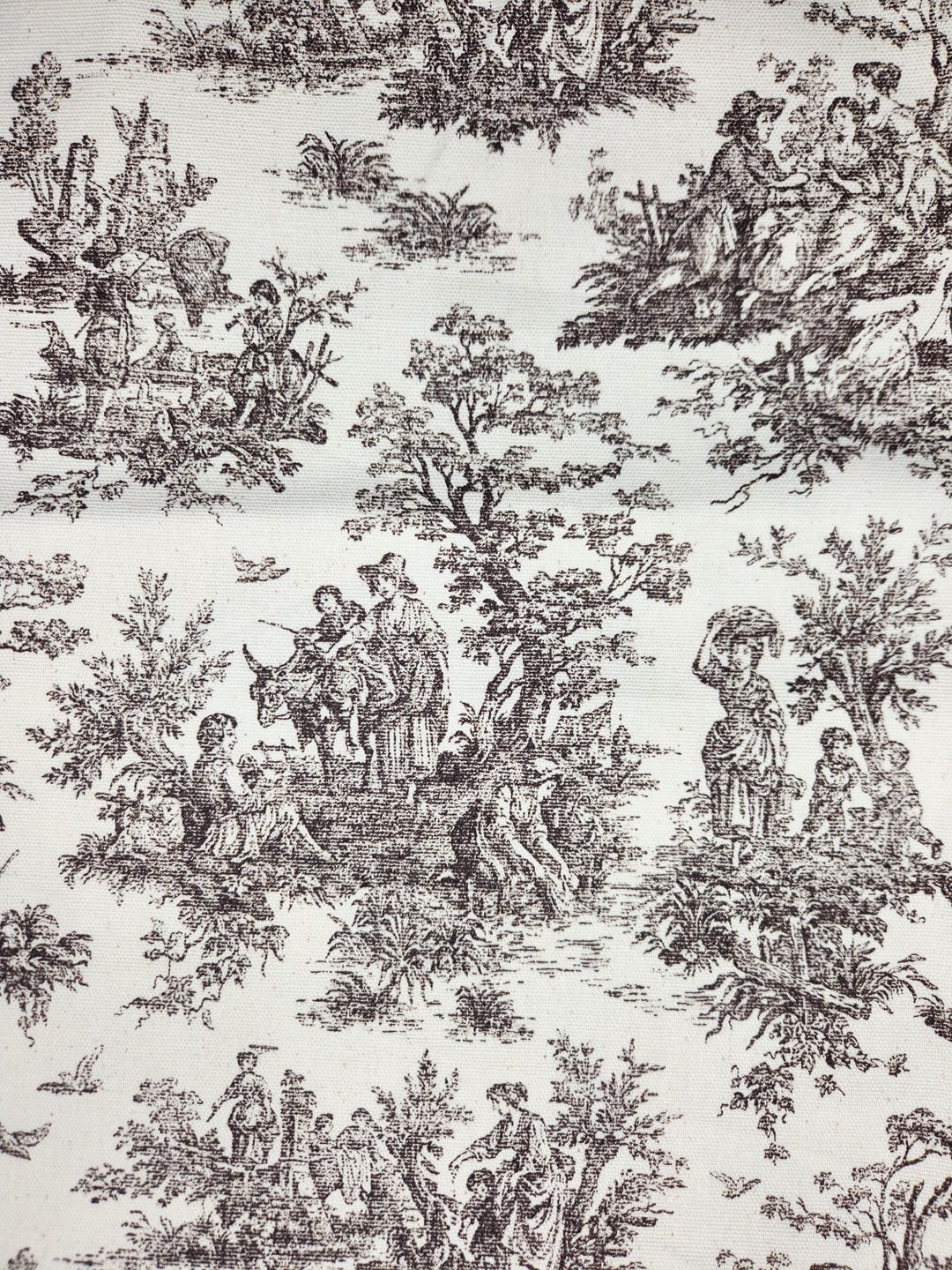 Vintage Toile Cotton Fabric, Vintage Style Canvas Fabric, Cotton Canvas ...