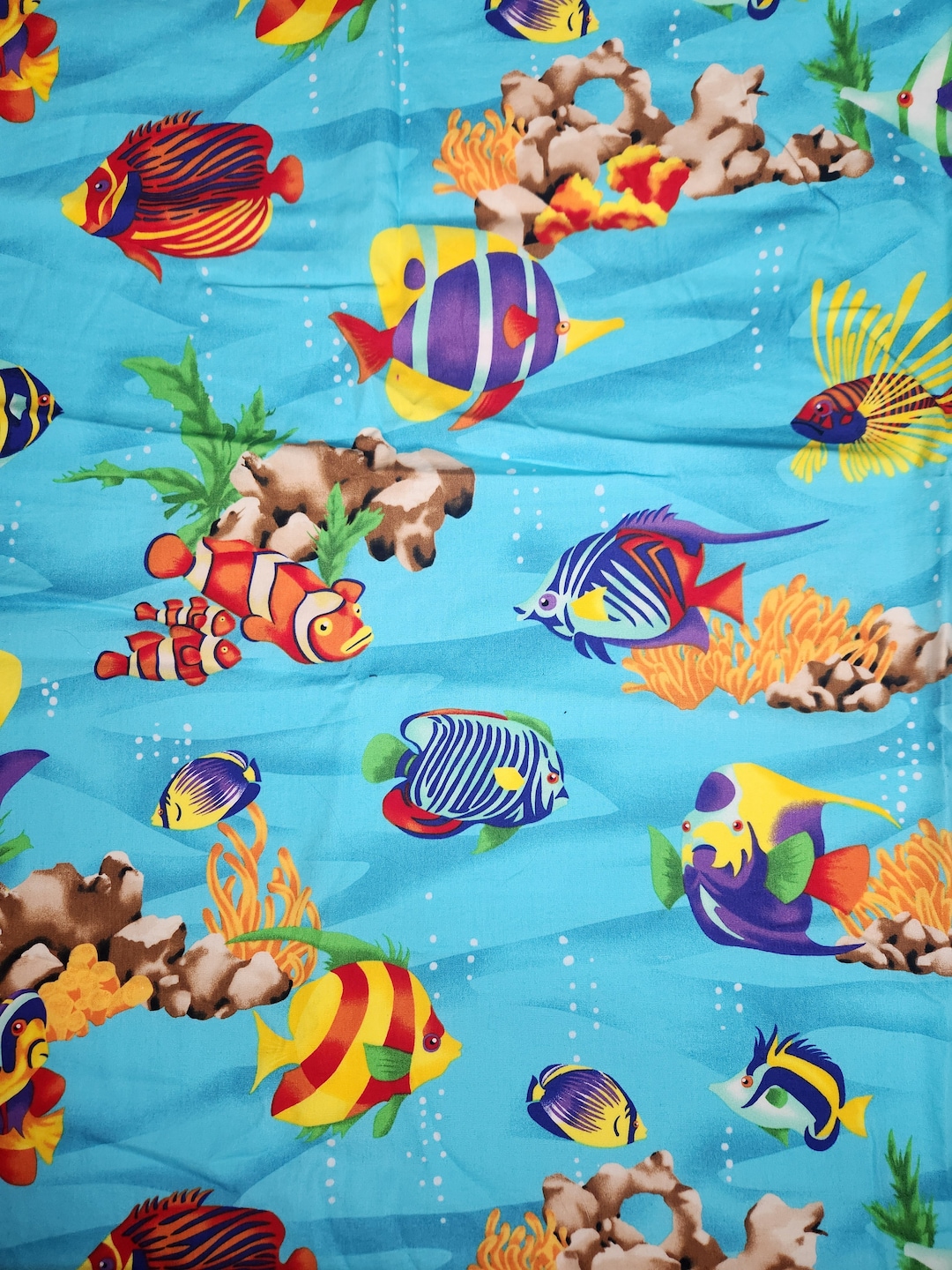 Tropical Fish Fabric, Salt Water Fish Fabric, Ocean Fish Fabric, Cotton ...