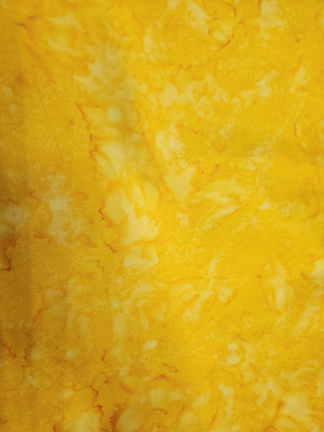 Bright Yellow Batik Cotton Fabric, Yellow Cotton Fabric, Sunset Yellow ...