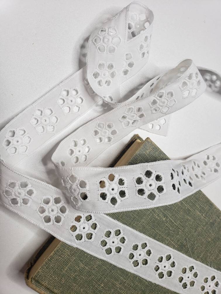 1 Inch Cotton Eyelet, Cotton Eyelet Lace, Cotton Eyelet Trim, Vintage ...