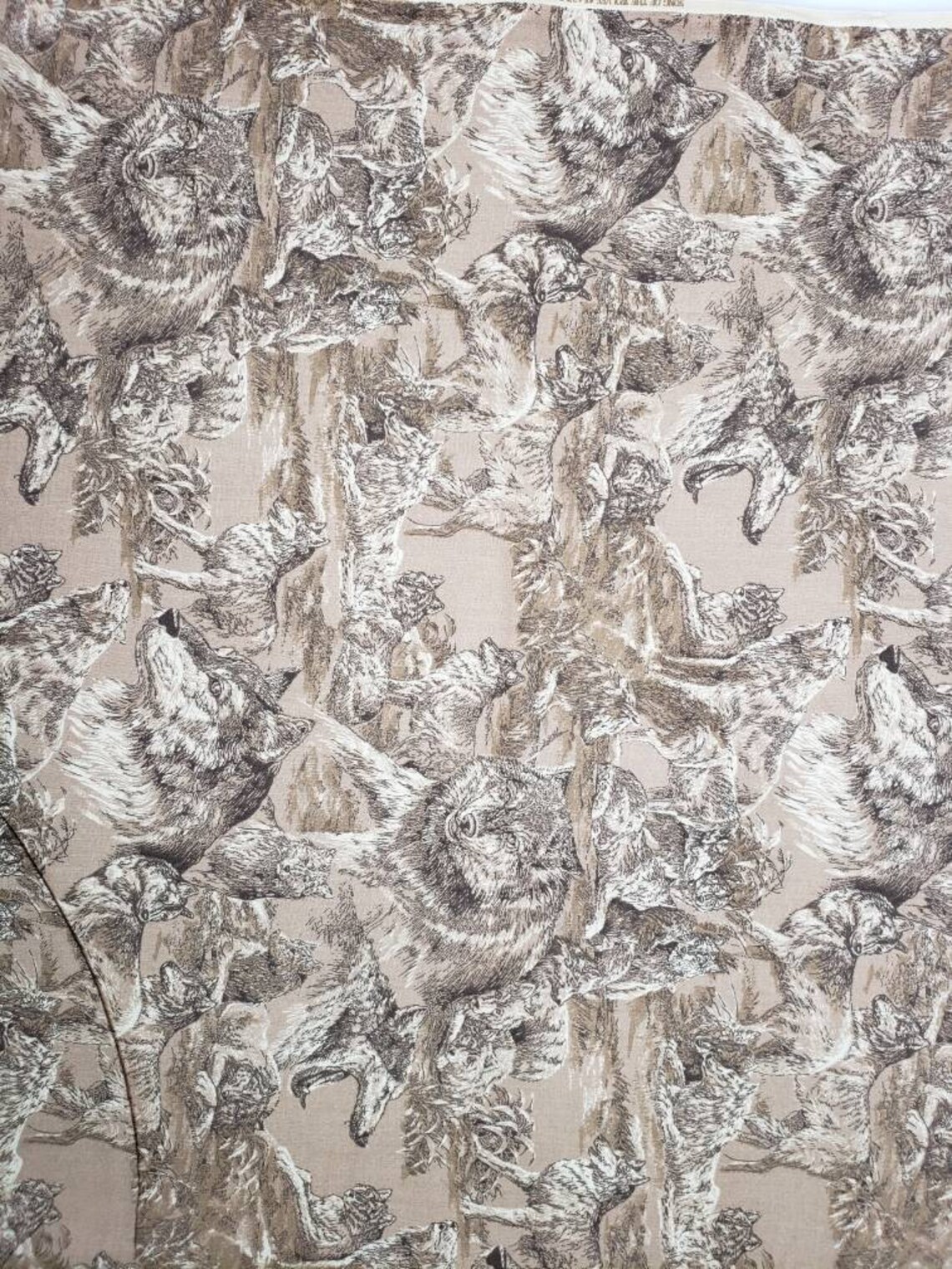 Cotton Wolf Fabric Brown Wolf Fabric Wolf Fabric Wild Wolf | Etsy