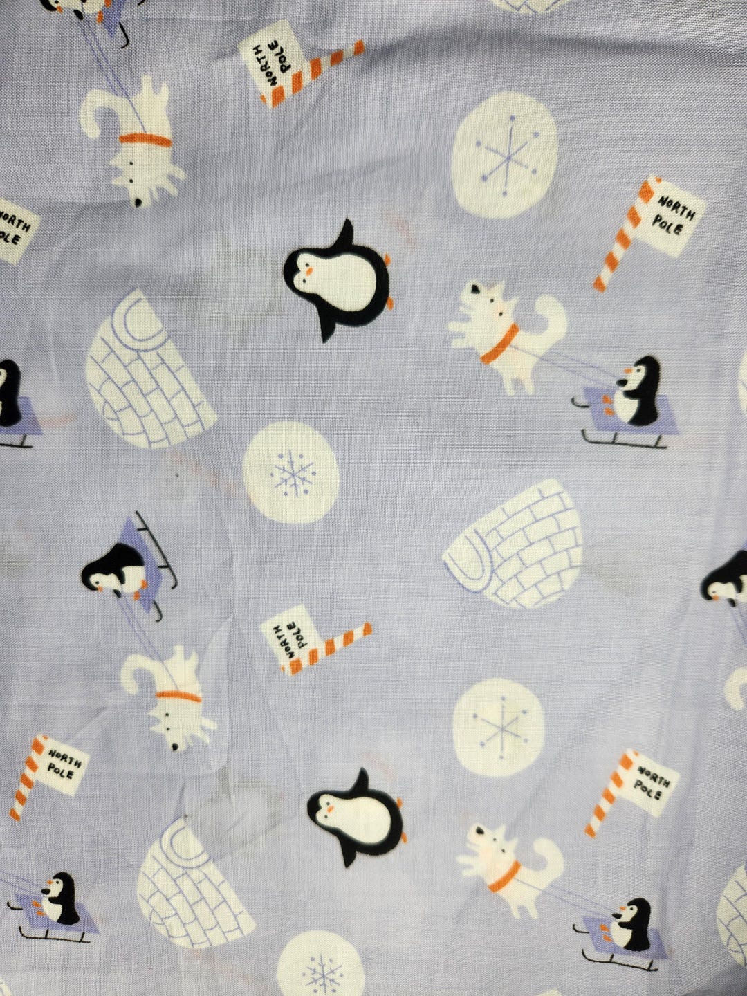 Purple Penguin Fabric, Cotton Penguin Fabric, Artic Cotton Fabric ...