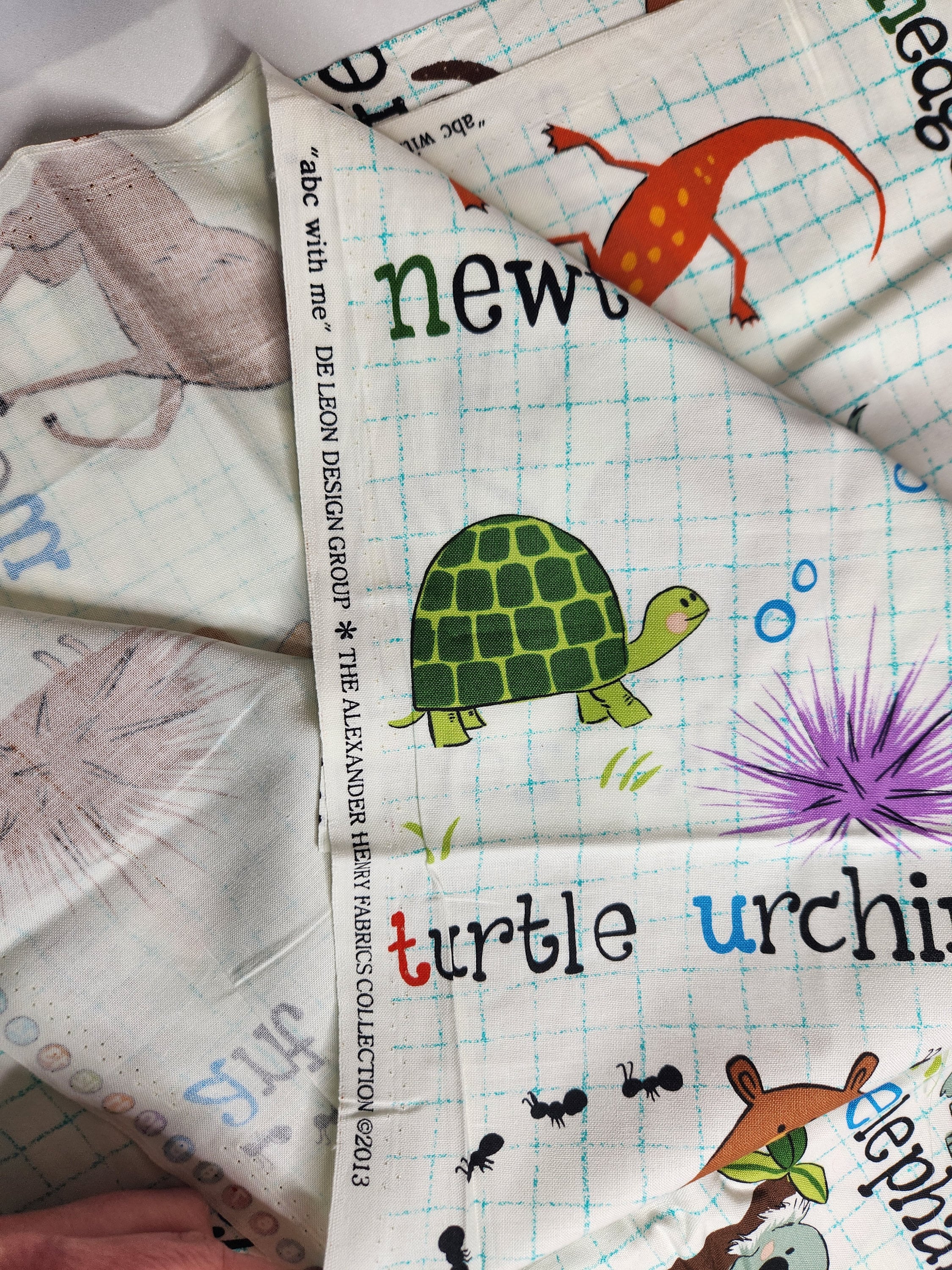 Baby Alphabet Fabric, Animal Alphabet Fabric, Cotton Alphabet Letter ...