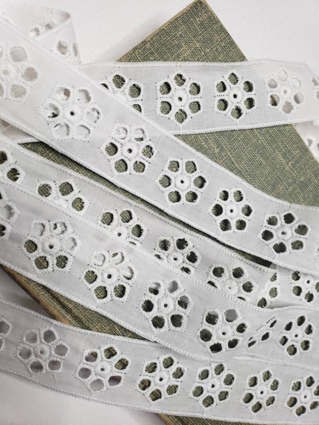 1 Inch Cotton Eyelet, Cotton Eyelet Lace, Cotton Eyelet Trim, Vintage ...