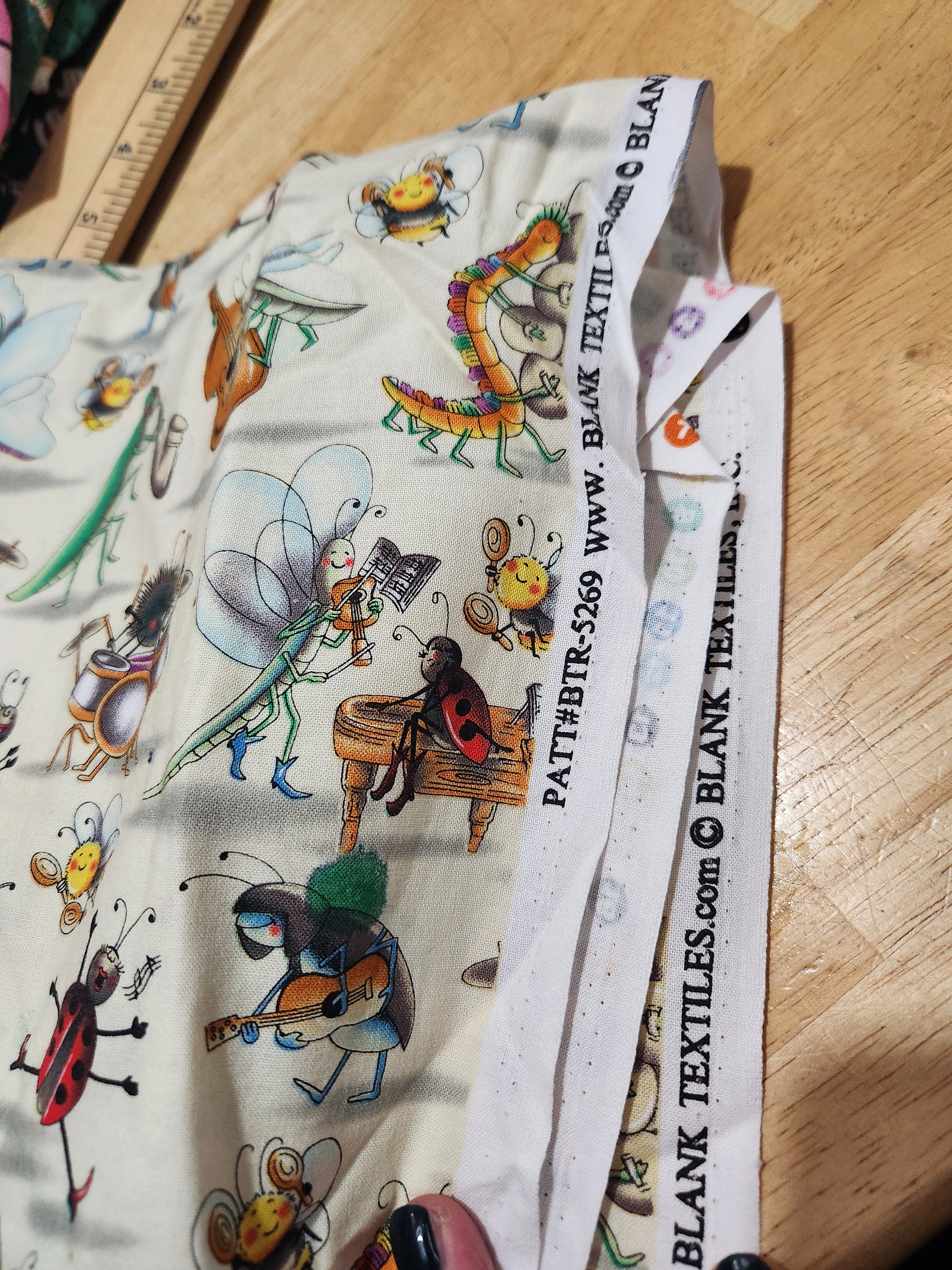 Musical Instruments Insect Cotton Fabric, Dancing Insect Fabric ...