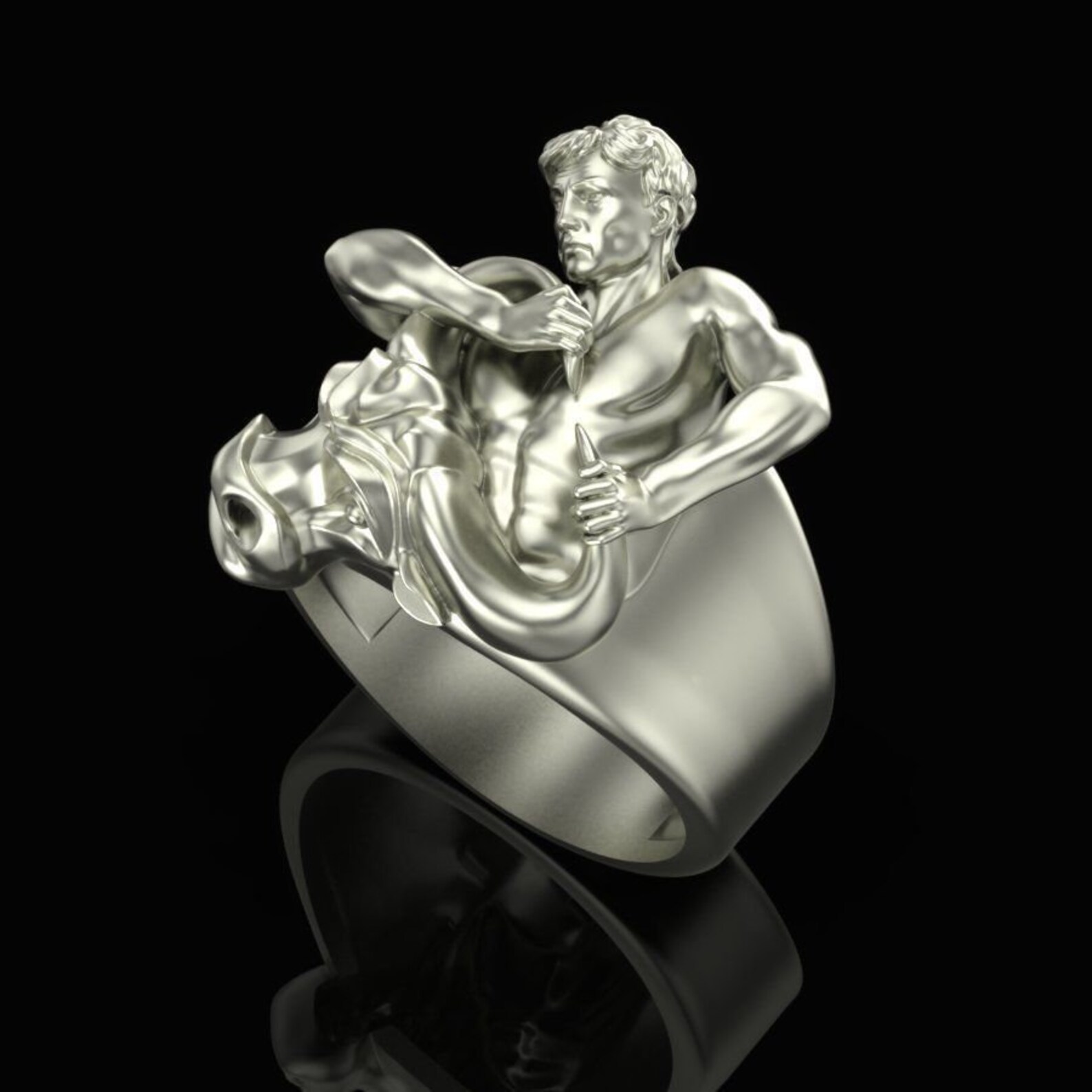 Solid Silver Bull Ring Mens Bull Ring 3D Bull Head Ring | Etsy