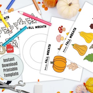 Fall Wreath Craft: Printable DIY Paper Autumn Activity (PDF, SVG) - Etsy