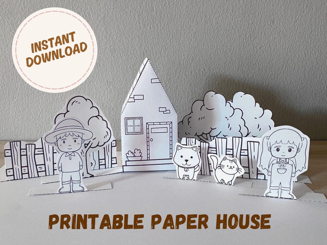 3D House Paper Template, Printable House Craft, Instant Download DIY ...