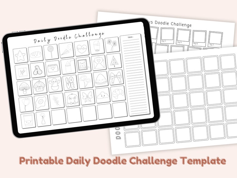 Printable Daily Doodle Challenge Template (PDF) - Etsy