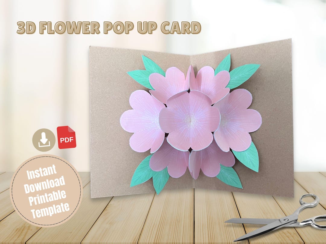Flower Pop up Card Template: DIY Mother's Day Card (PDF Download) - Etsy