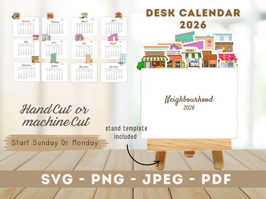 2026 Scenery Desk Calendar: Printable SVG, PNG, PDF (commercial Use) - Etsy