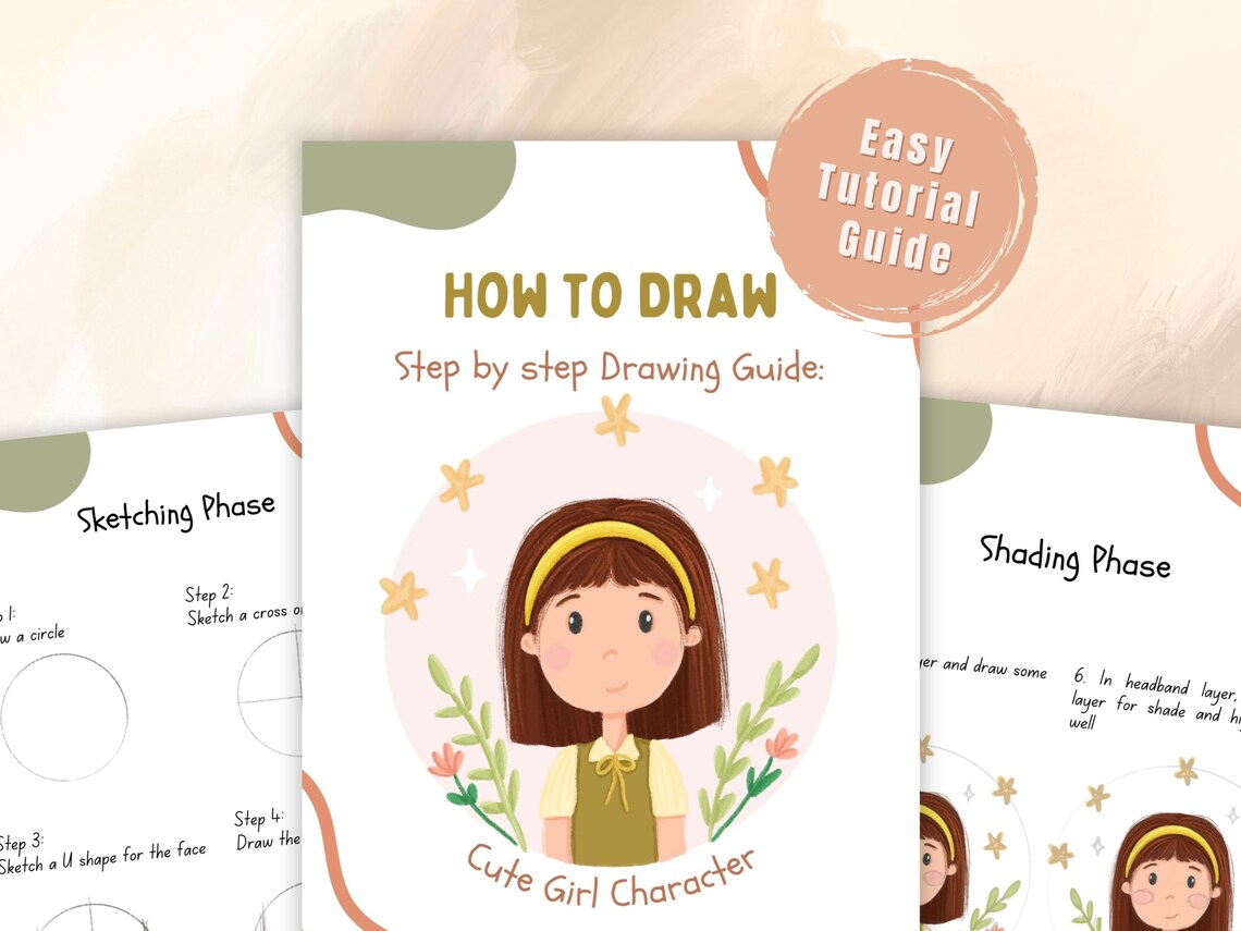 How to Draw Cute Girl Character Guide Book, Procreate Easy How to Draw ...