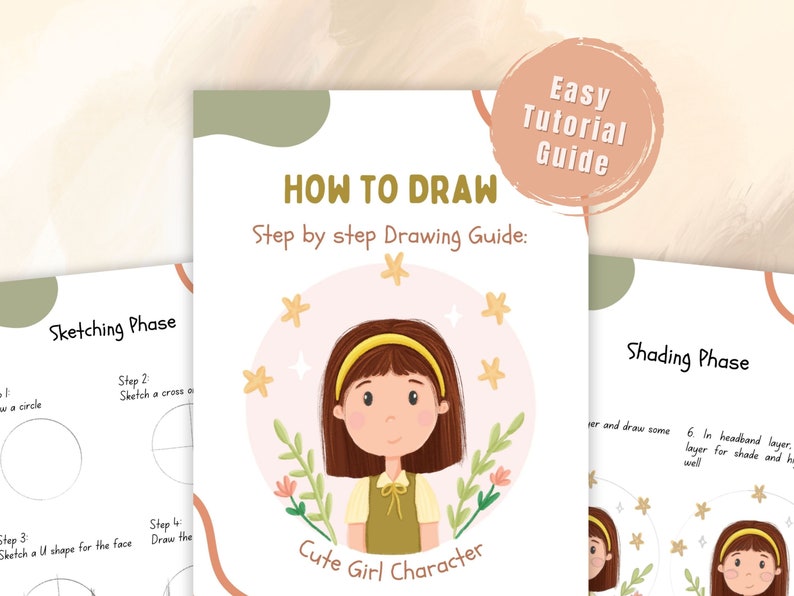 Procreate Drawing Guide, Cute Girl Character, Step-by-step (digital ...