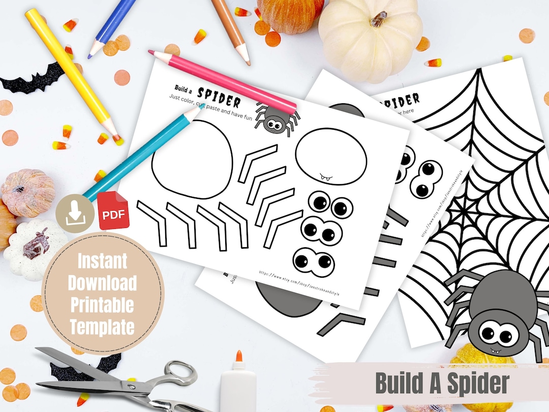 Halloween Craft for Kids, Build a Spider Paper Craft, Preschool ...