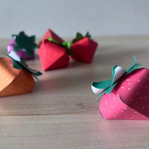 3D Strawberry Paper Craft Template: DIY Activity for Kids (PDF, SVG) - Etsy