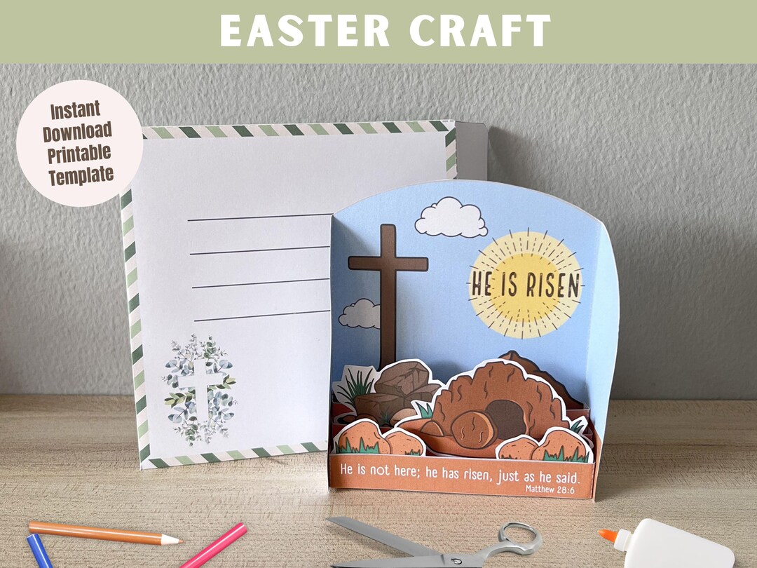 Easter Box Card DIY Printable Craft for Sunday School - Etsy