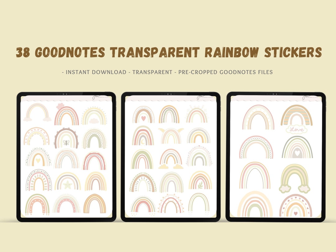 Goodnotes Transparent Stickers Rainbow Digital Sticker Translucent Cute ...