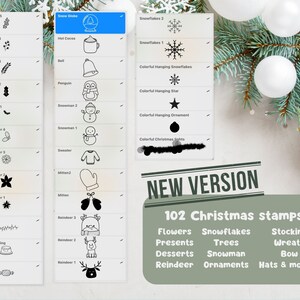 100+ Christmas Procreate Stamps Brush Set: Kawaii Digital Stamps (2024 ...