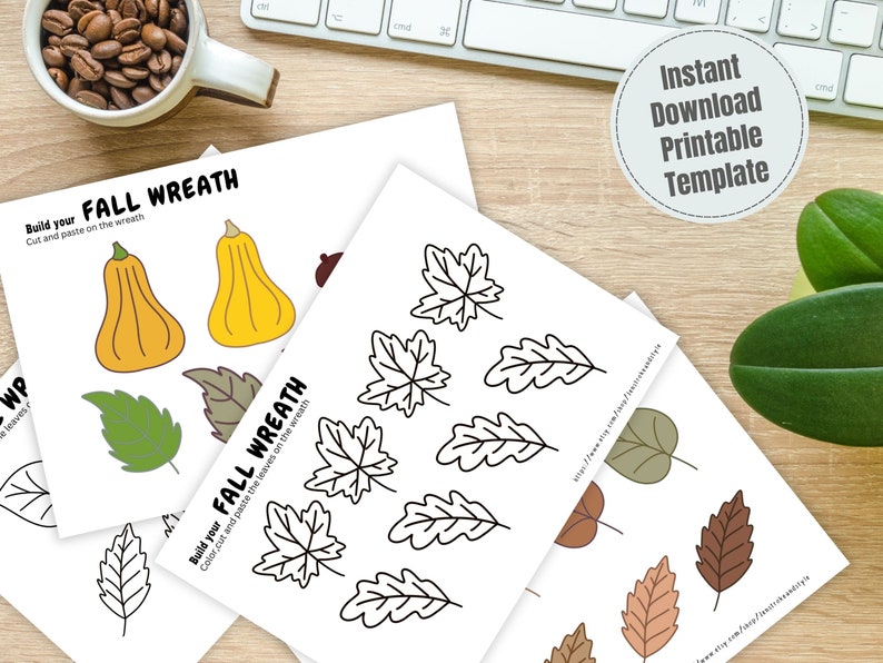 Fall Wreath Craft: Printable DIY Paper Autumn Activity (PDF, SVG) - Etsy
