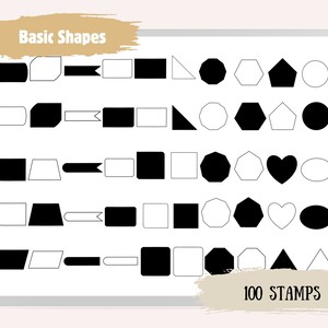 100 Hand-drawn Procreate Shape Stamp Brush Digital Stamp Shape Brush ...
