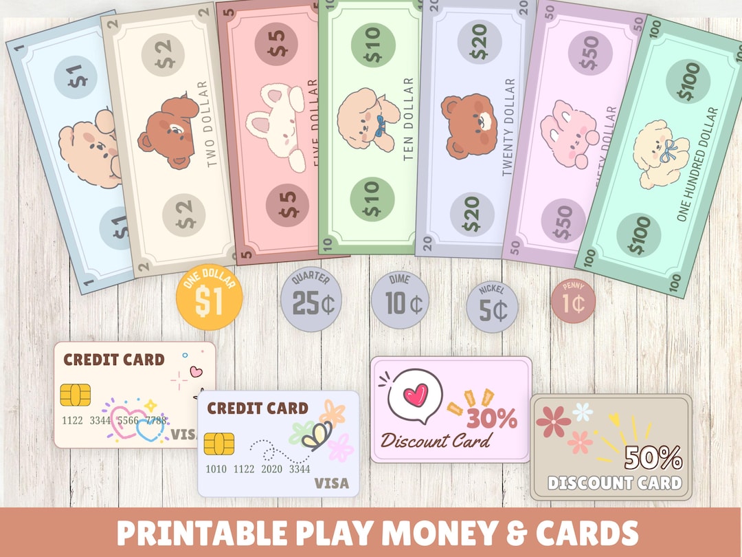 Printable Pretend Play Money for Kids, Homeschool Dramatic Activity ...
