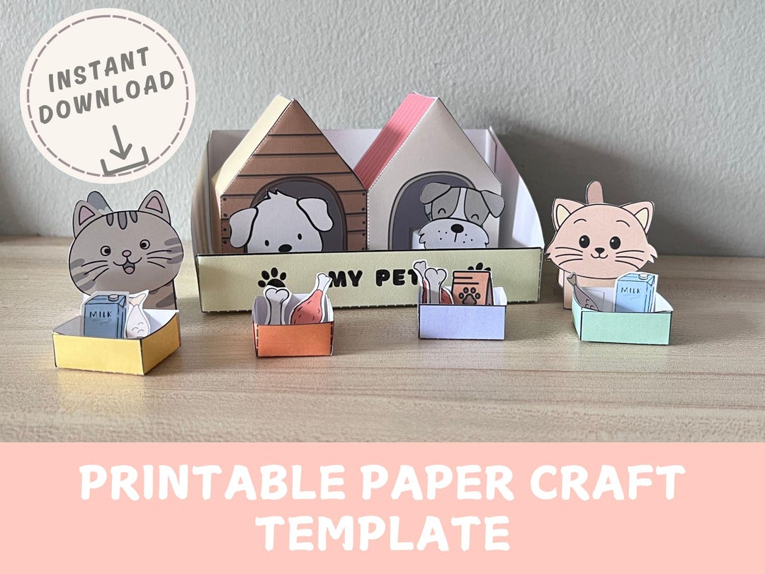 Printable Pet House Paper Craft Template: DIY Kids Activity (digital ...