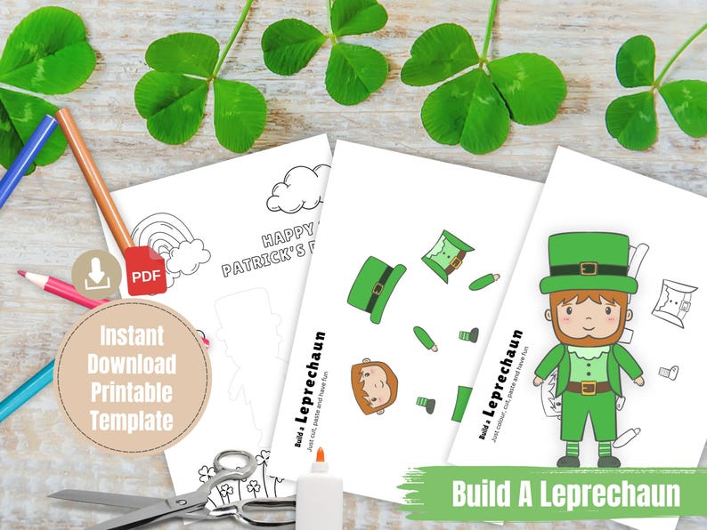 Build a Leprechaun Paper Craft for Kids, Easy Leprechaun Craft, St ...