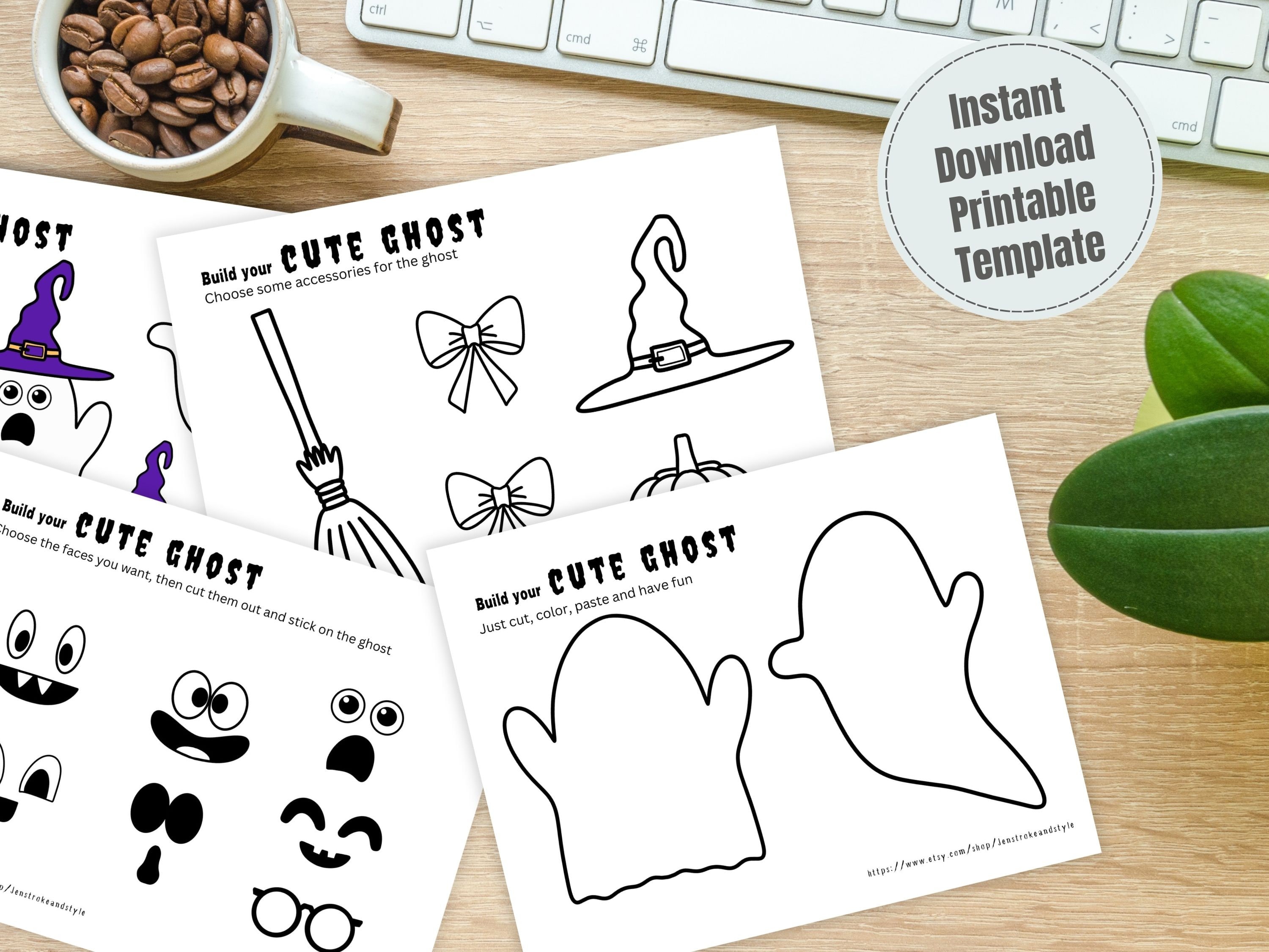 Halloween Craft for Kids, DIY Ghost Faces, Halloween DIY Paper Craft ...