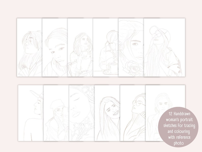 Procreate Portrait Coloring Worksheet: Woman's Face Trace Practice (PDF ...