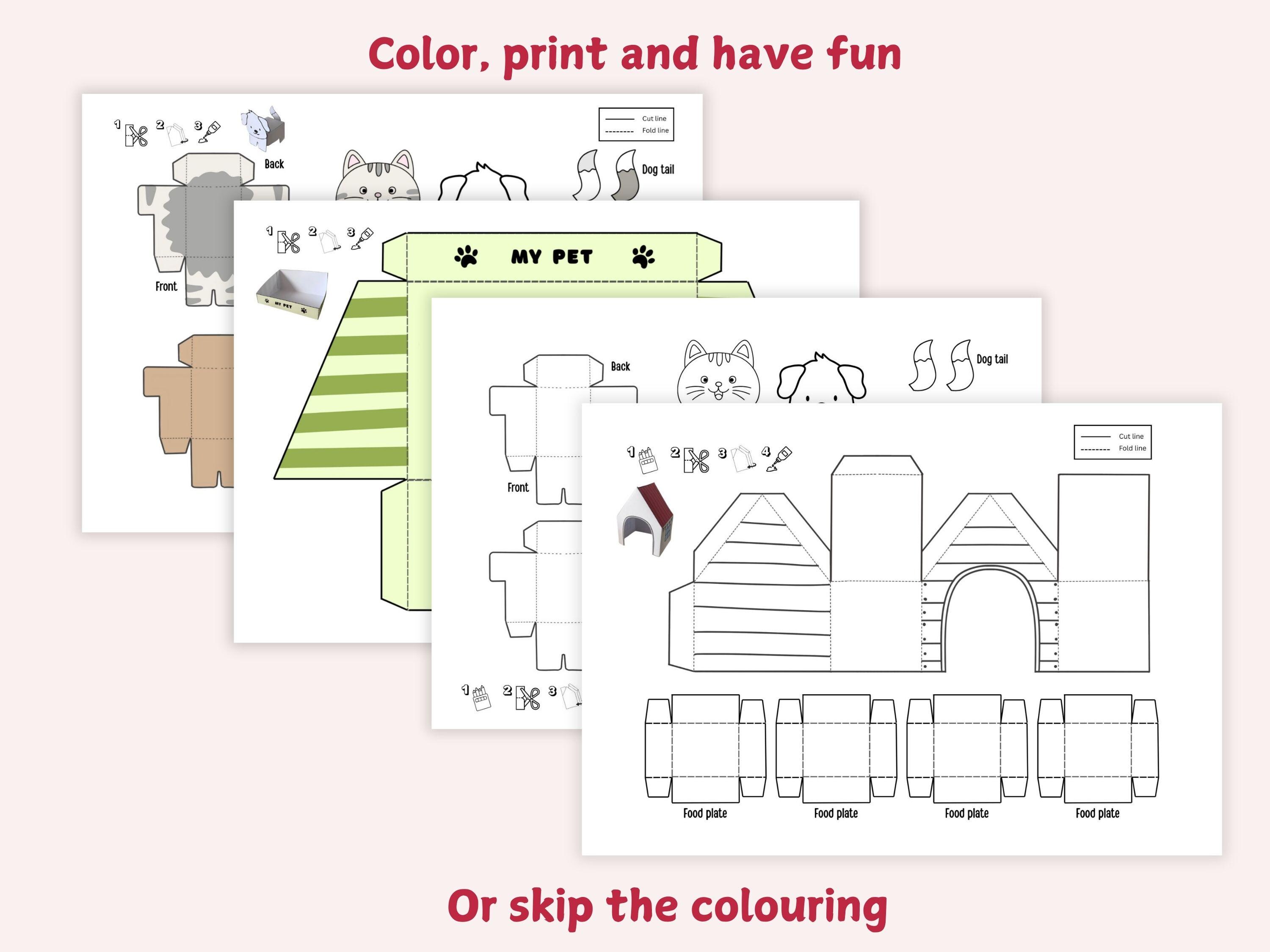 Printable Pet House Paper Craft Template: DIY Kids Activity (digital ...