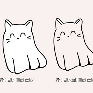 Halloween Cat Ghost Clipart, Cute Cat Ghost Svg, Commercial SVG, Kitty ...