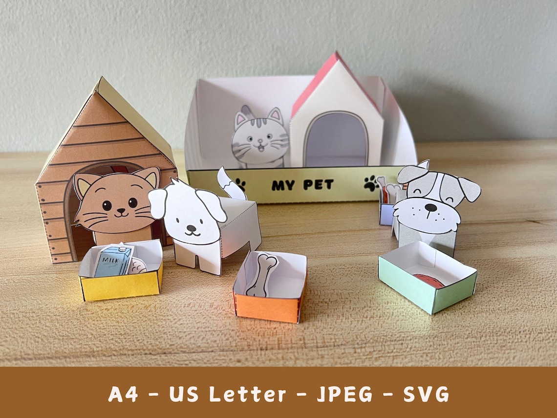 Printable Pet House Paper Craft Template: DIY Kids Activity (digital ...