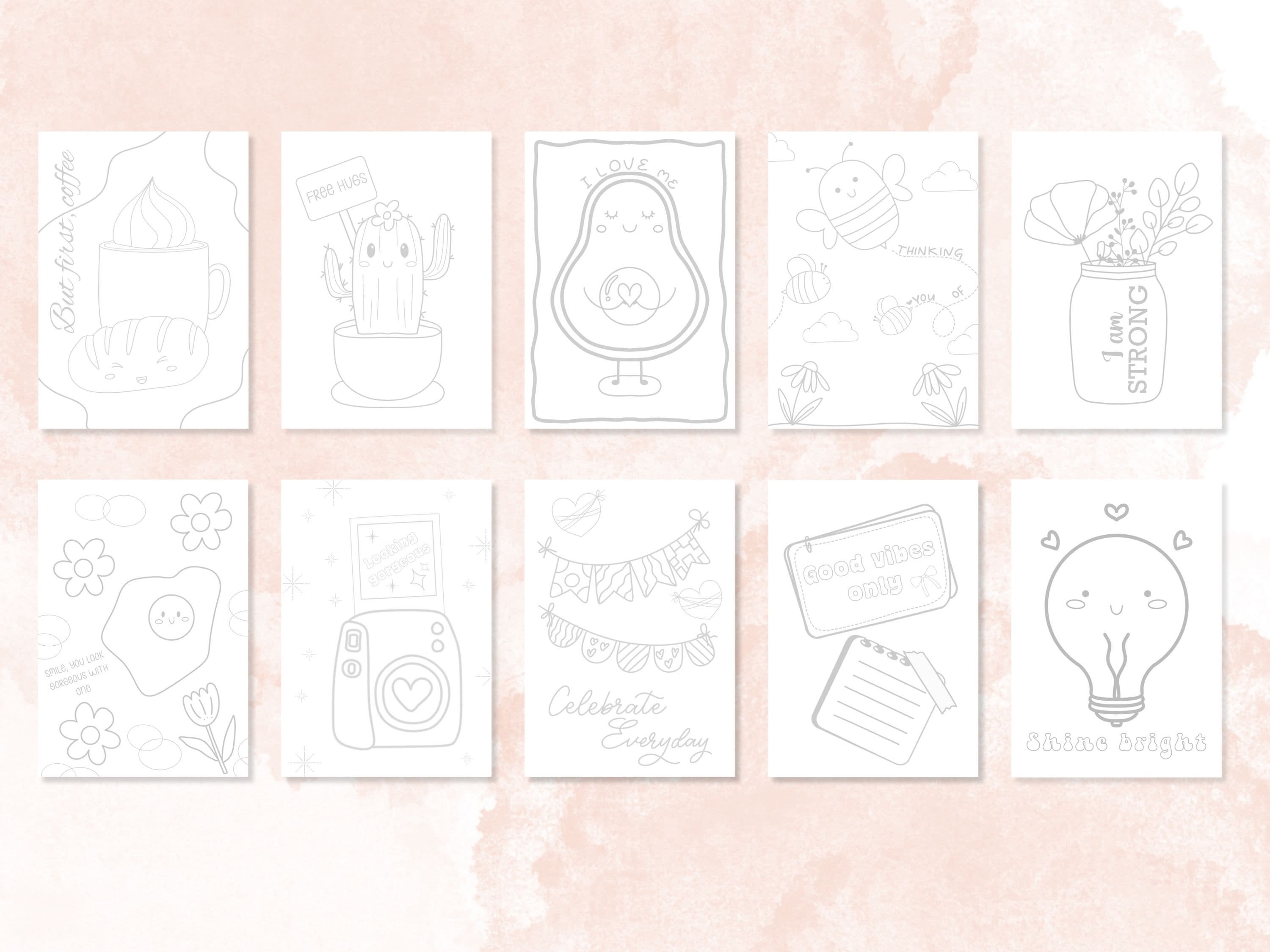 Procreate Doodle Tracing Worksheet: Kawaii Art, Positivity (digital ...
