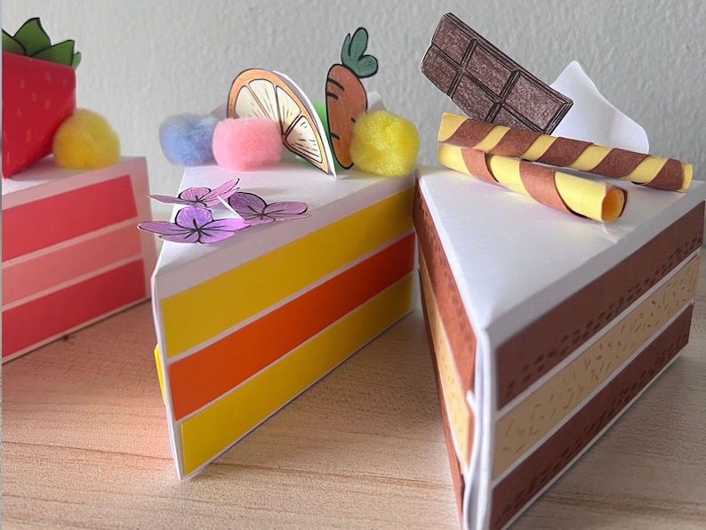 3D Cake Slice Paper Craft Template: DIY Kids Activity (SVG, PDF) - Etsy