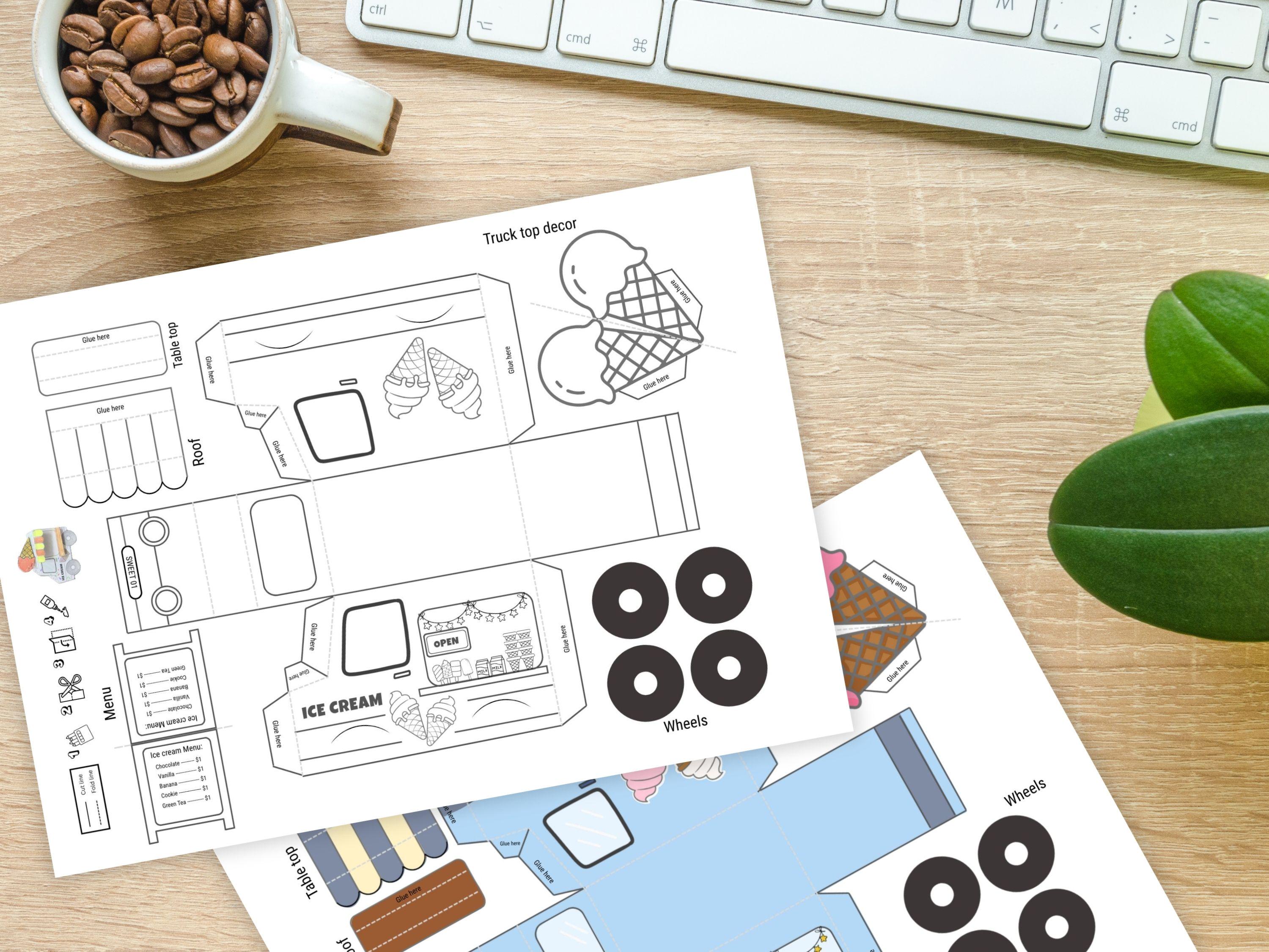 Ice Cream Truck Paper Craft Template: DIY Kids Activity (SVG PDF) - Etsy