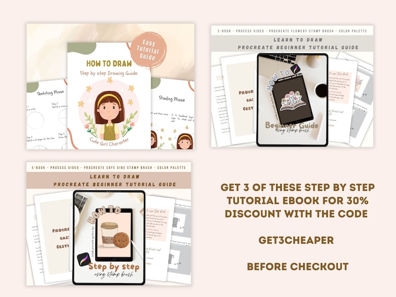 Procreate Drawing Guide, Cute Girl Character, Step-by-step (digital ...