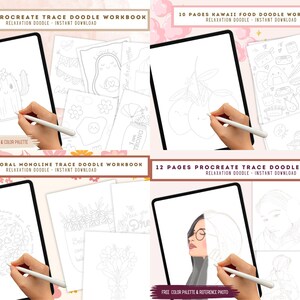 Procreate Bundle Tracing Worksheet, Procreate Doodling Worksheet Bundle ...
