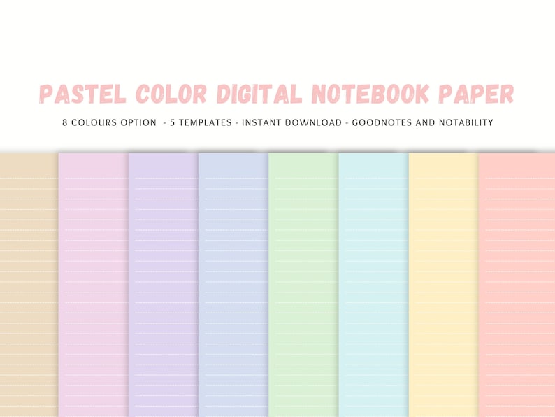 Pastel Digital Lined Paper Goodnotes Notability Lined Paper Template ...