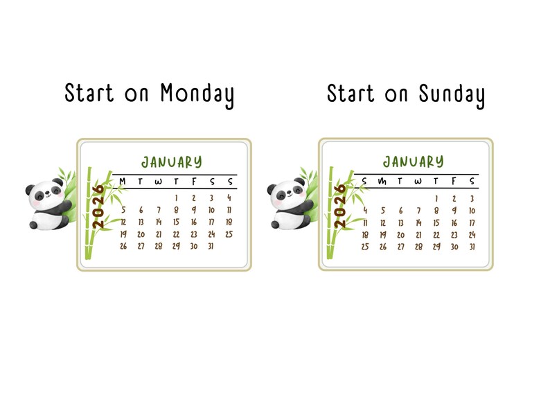 2026 Panda Desk Calendar, Printable Mini Stack Calendar (SVG, PDF) - Etsy